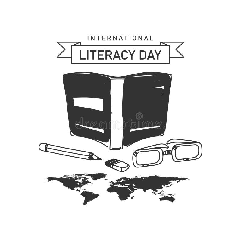 International Literacy Day Hand Drawn Design Stock Vector ...