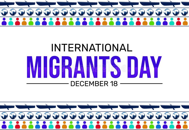 International Migrants Day Wallpaper with Boat and Globe Inside Border ...