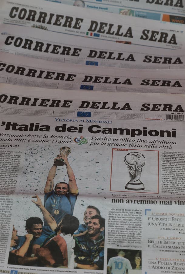Italian Newspaper Corriere Della Sera Editorial Stock Image - Image of ...