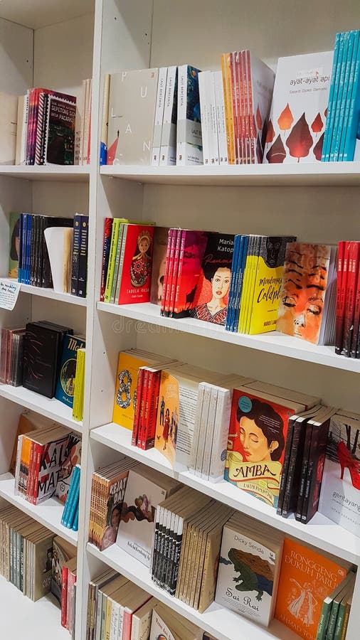 International Novel Book Section on a White Shelf Editorial Stock Image ...