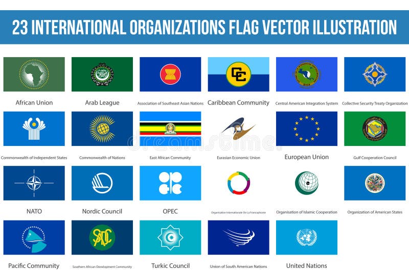 23 International Organizations Flag Set Vector Illustration Stock ...