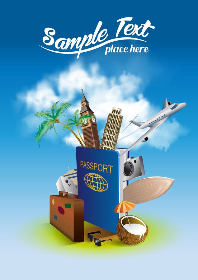 International Passport and Elements of Travel Attractions. Vector ...