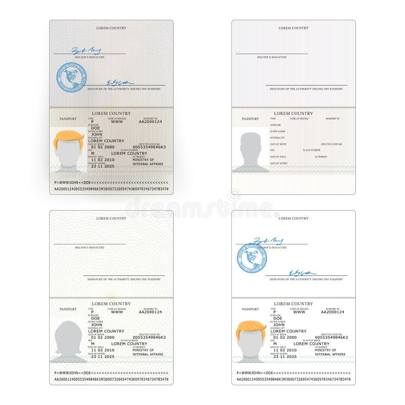 International Passport Vector. Opened Passport Page Blank Template ...