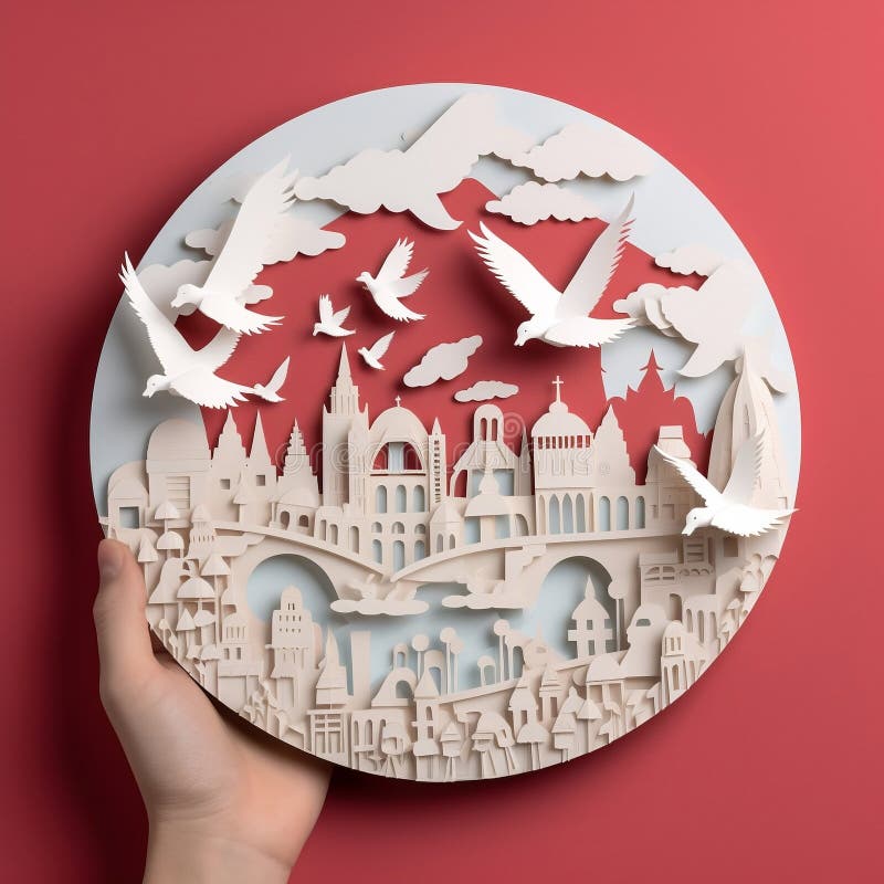 International Peace Day Paper Cut. Generative AI Stock Illustration ...