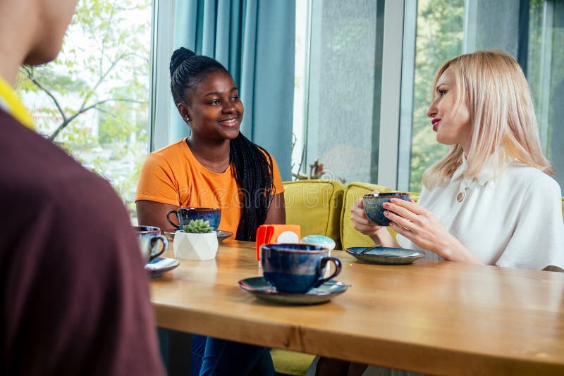 International People Drinking Tea Coffee in Cafe Stock Image - Image of ...