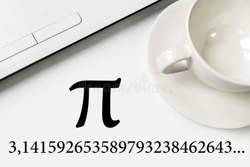 International Pi Day. on a White Table a Laptop and a Cup Stock Photo ...