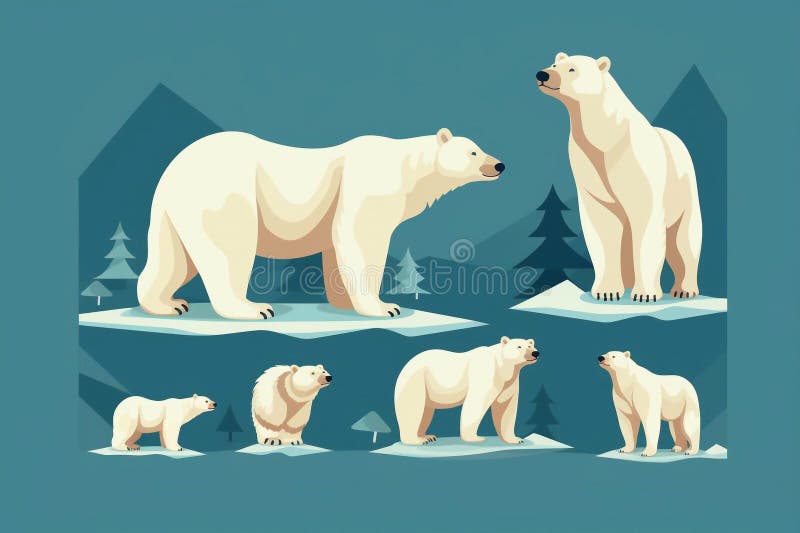 International Polar Bear Day.Set of Polar Bears Stock Illustration ...