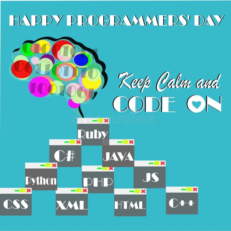 Illustration Programmer Development Design Concept Stock Vector - Illustration of cute, emblem ...