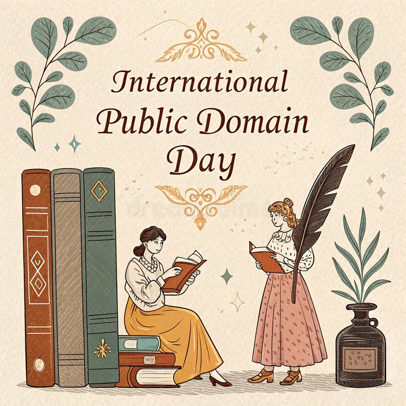 International Public Domain Day Round Badge Logo Template Vector Stock ...