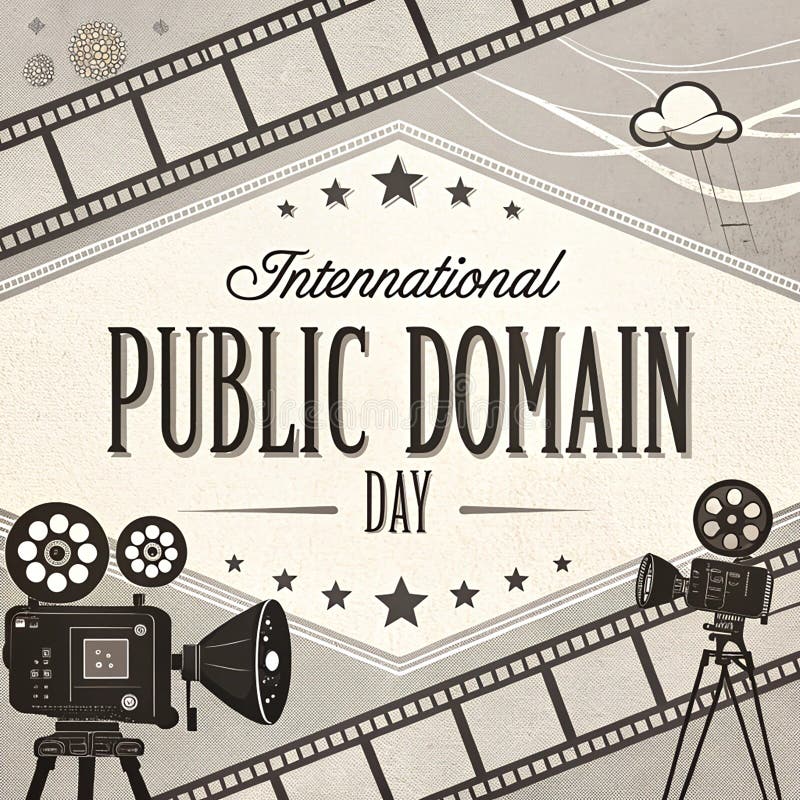 International Public Domain Day Round Badge Logo Template Vector Stock ...