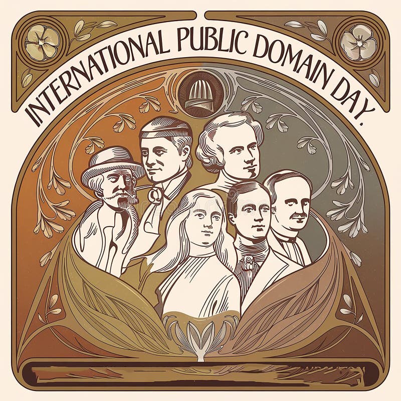 International Public Domain Day Round Badge Logo Template Vector Stock ...