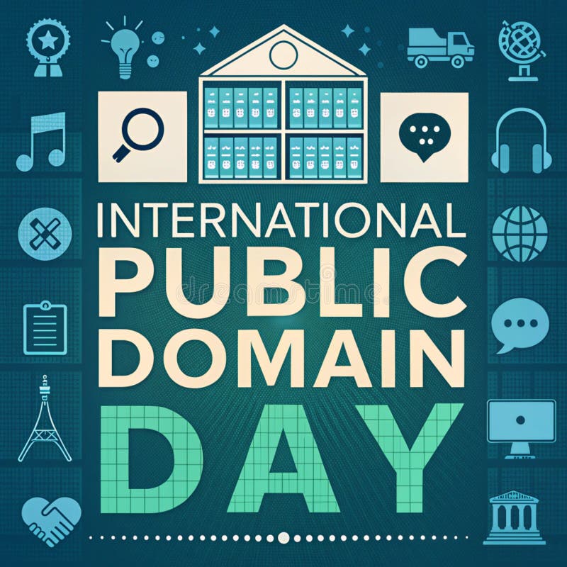 International Public Domain Day Round Badge Logo Template Vector Stock ...