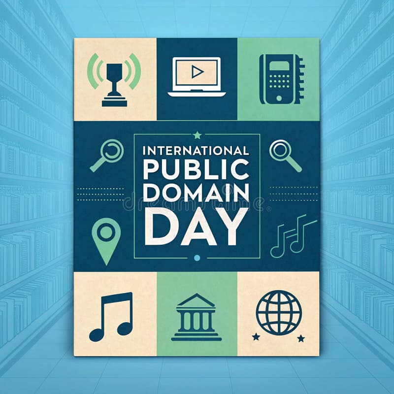 International Public Domain Day Round Badge Logo Template Vector Stock ...