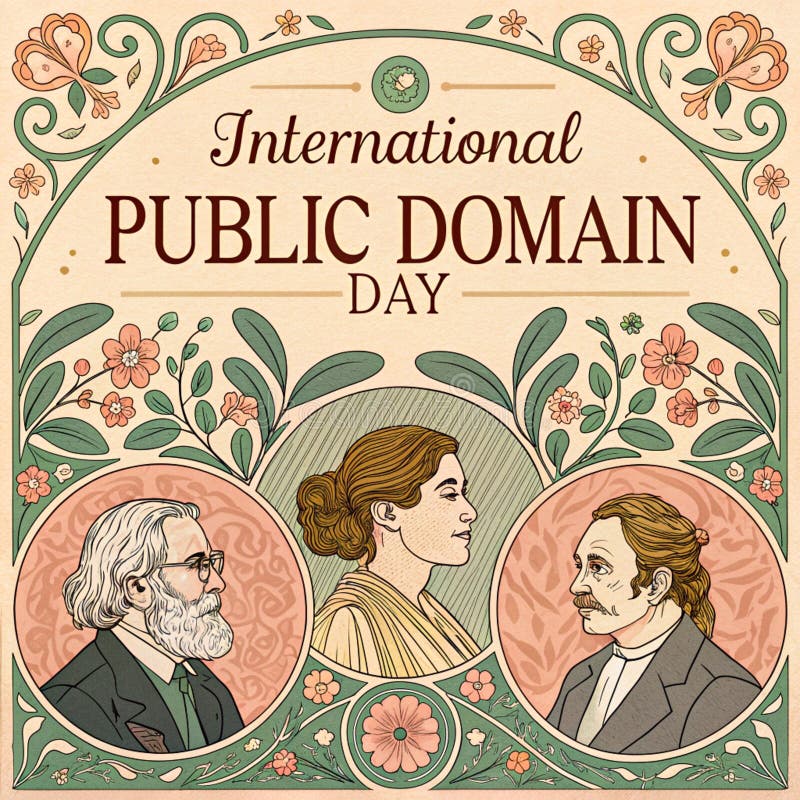 International Public Domain Day Round Badge Logo Template Vector Stock ...