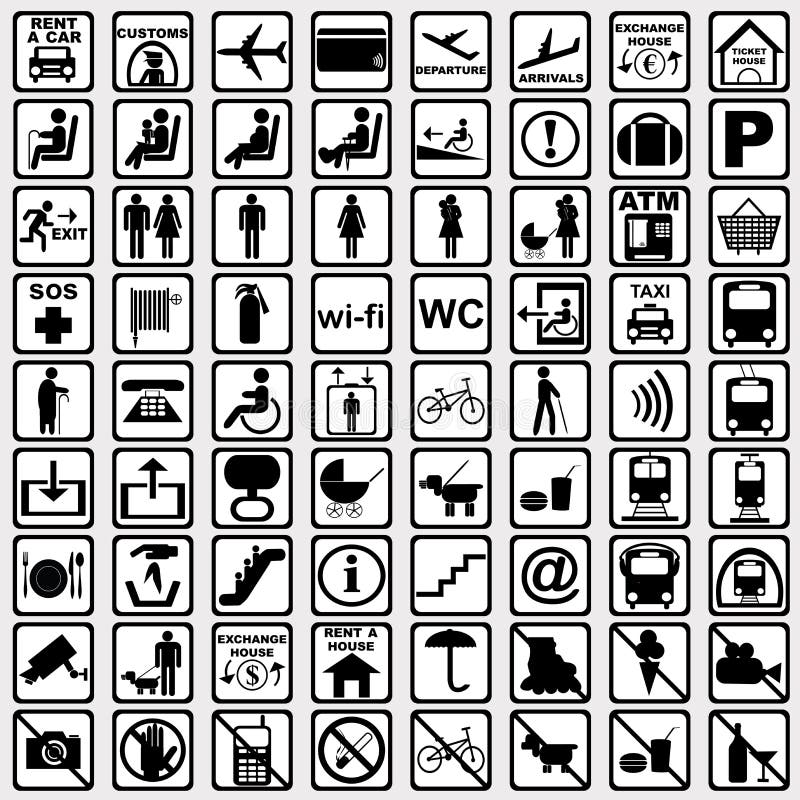 International Public Transport Symbols Set Stock Vector - Illustration ...