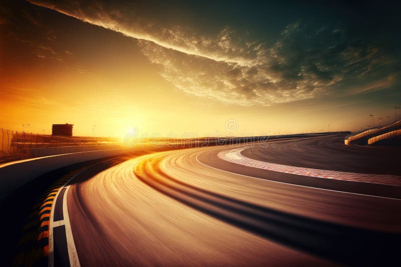 International Race Track with Sunrise Motion Blur and Stock ...