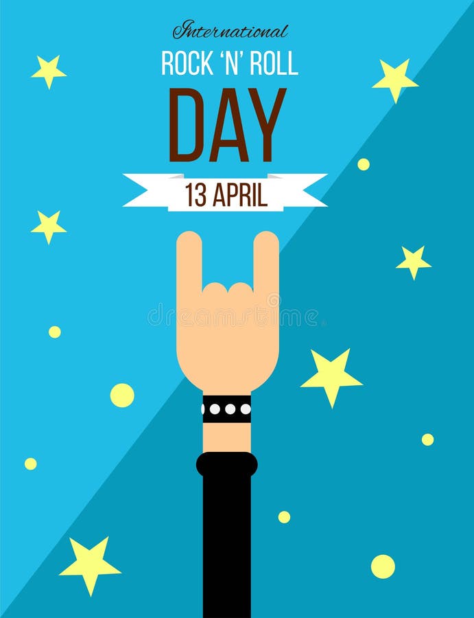 International Rock N Roll Day with Sign of Horns Stock Vector ...