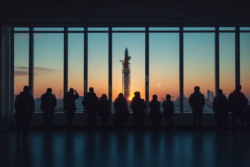 International Scientists Observe Rocket Launch at Sunset from Building ...