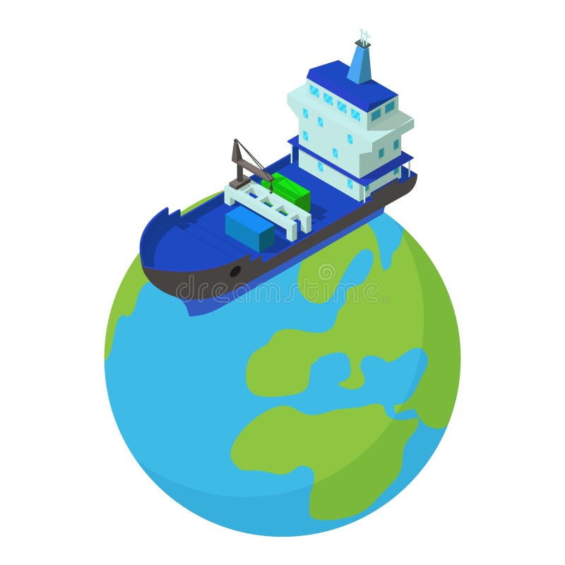 International Shipping Icon Isometric Vector. Container Ship Float ...