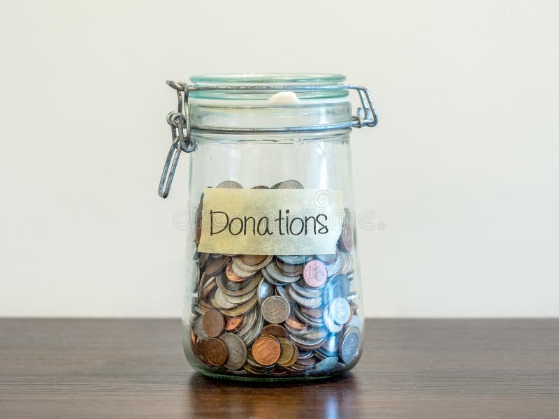 Small Change Donation in Glass Jar Stock Photo - Image of donate, goal ...
