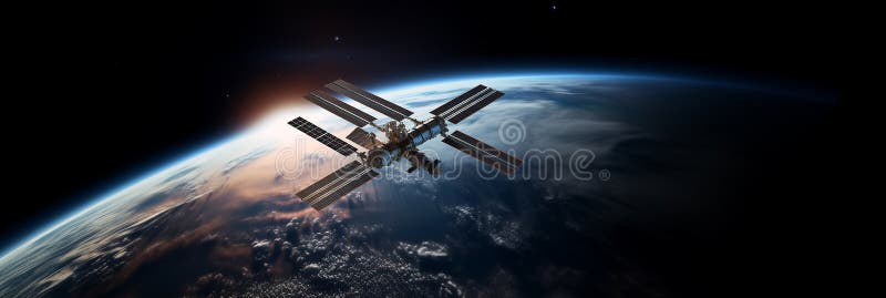 International Space Station on Orbit of the Earth. AI Generated Image ...