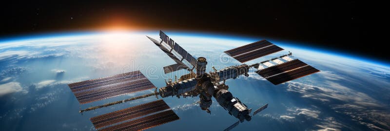 International Space Station on Orbit of the Earth. AI Generated Image ...