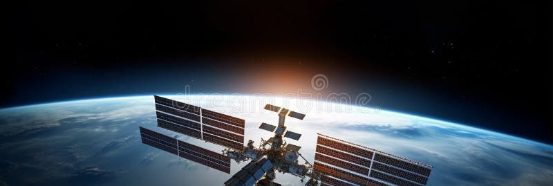 International Space Station on Orbit of the Earth. AI Generated Image ...
