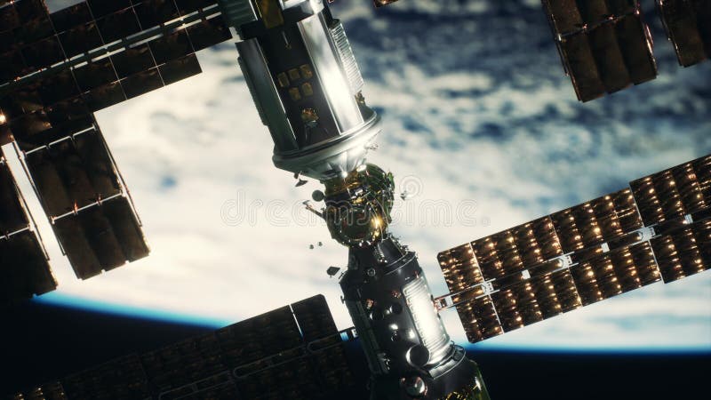 International Space Station on Orbit of Earth Planet Stock Video ...