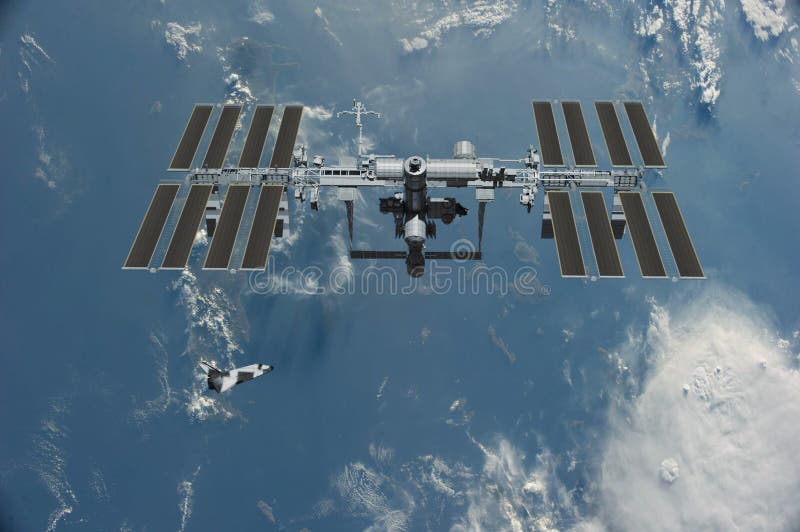 International Space Station on Orbit of the Earth Planet. View from ...