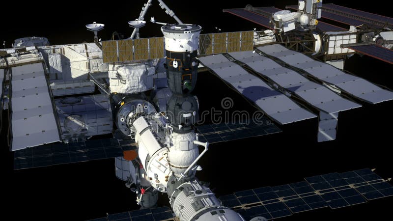 International Space Station Orbiting Earth with Alpha Channel. Stock ...
