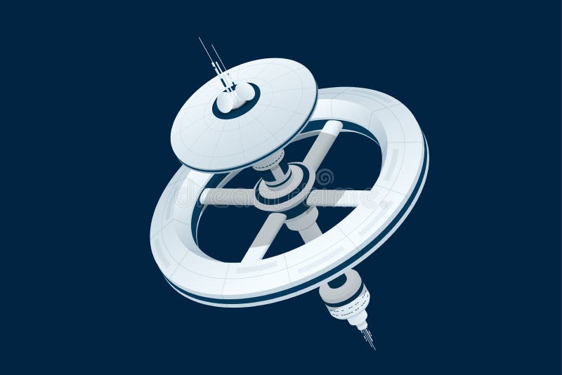 International Space Station Orbiting Earth. Isometric Space Station ...