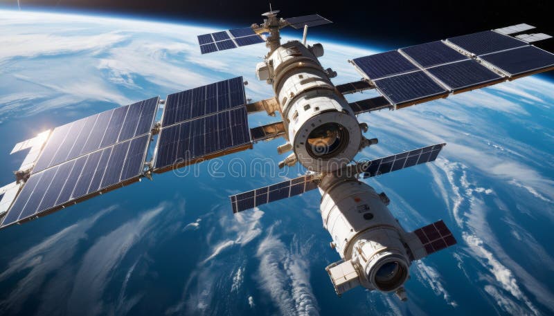 International Space Station Orbiting Earth Stock Photo - Image of ...
