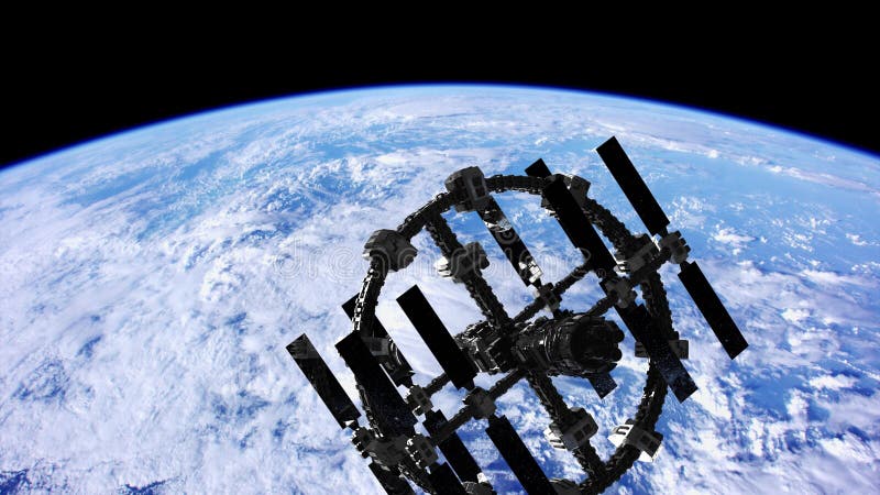 International Space Station in Outer Space Over the Planet Earth Stock ...