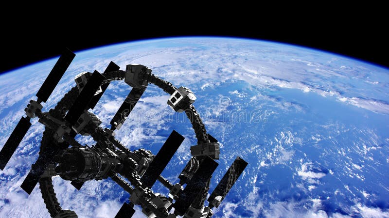 International Space Station in Outer Space Over the Planet Earth Stock ...