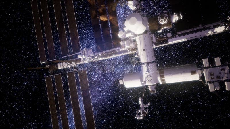 International Space Station in Outer Space Stock Illustration ...
