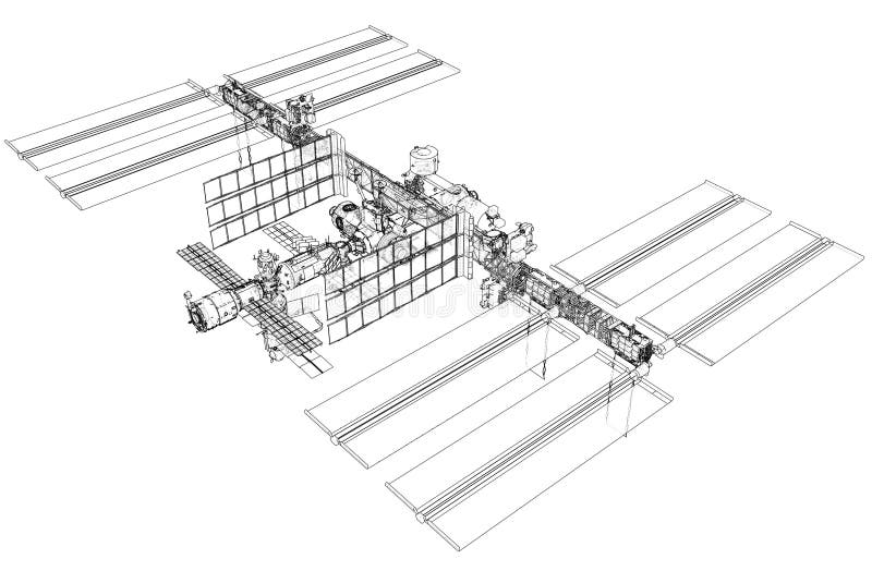 International Space Station Outline. Vector Stock Vector - Illustration ...