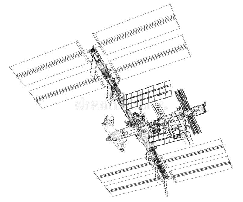 International Space Station Outline. Vector Stock Vector - Illustration ...