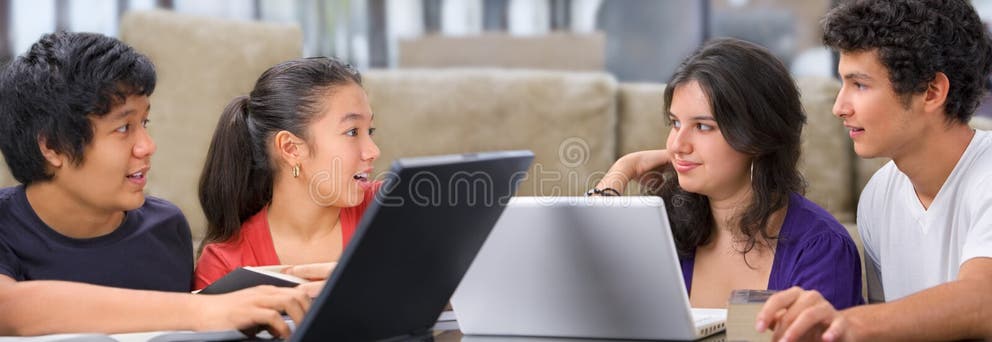 International Student in Study Group Stock Image - Image of male, home ...