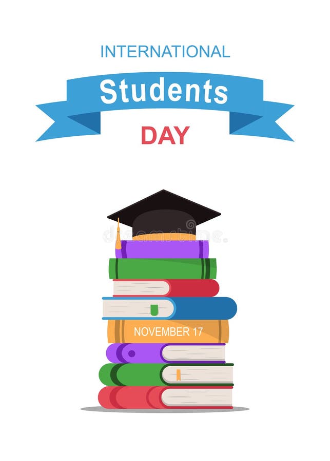 International Students Day Vector Banner. Flat Stack of Books and ...