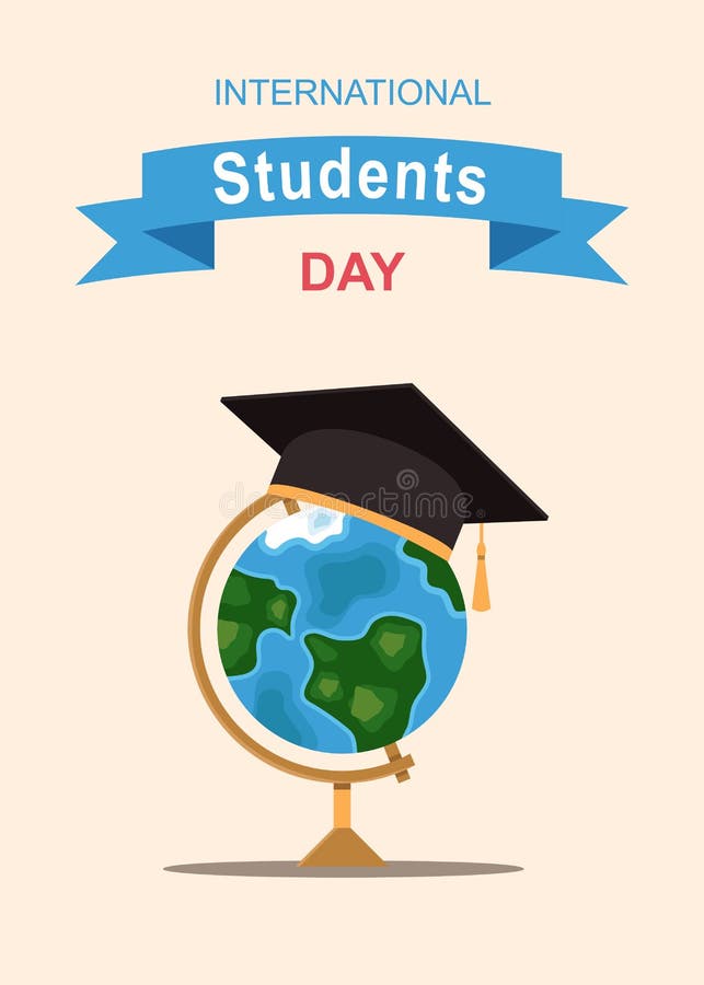 International Students Day Vector Banner. Vector Flat Globe and Square ...