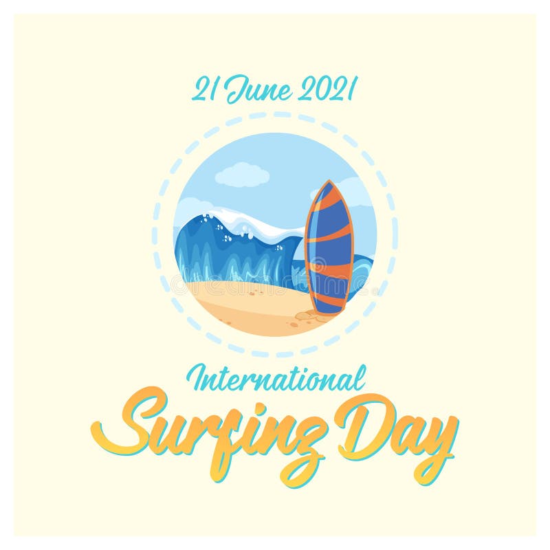 International Surfing Day Banner with a Surfboard Stock Vector ...