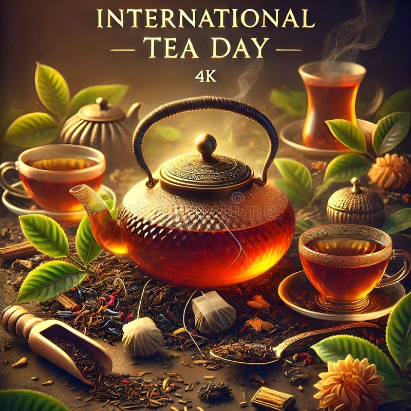 International Tea Day with Tea Enthusiasts Stock Illustration ...