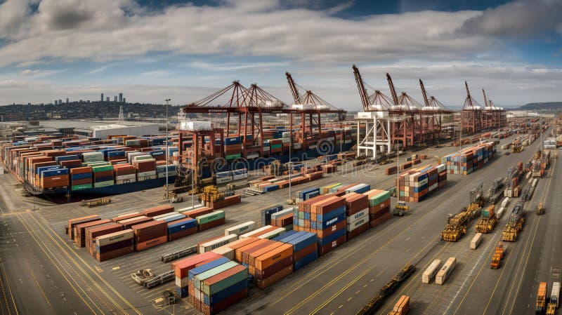 International Trade and Commerce - Containers on Seaport - Generative ...