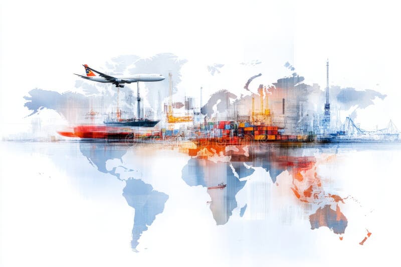 International Trade and Transportation Concept with Airplane and Cargo ...