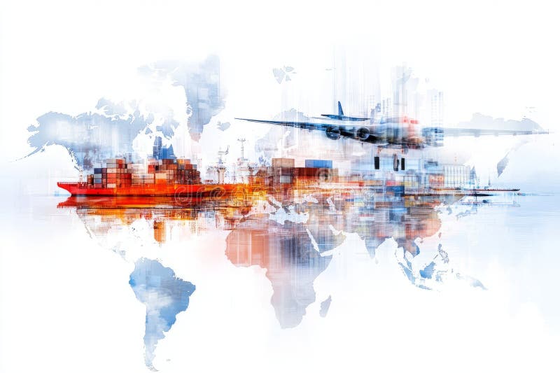 International Trade and Transportation Concept with Airplane and Cargo ...