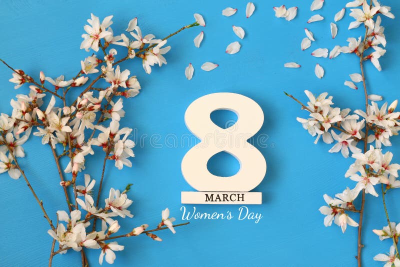 International Women Day Concept. Cherry Tree and Date Stock Image ...