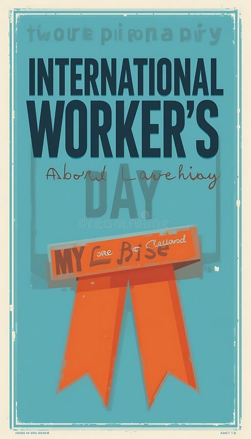 International Worker S Day Poster with Ribbons and Graphic Text Design ...