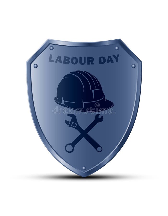 International Workers Day. Shield with Worker S Attributes Stock ...