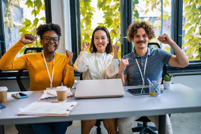 International Workers Group Having Teamwork Discussion Managing Project ...