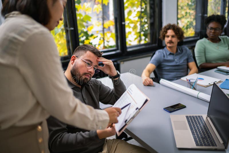 International Workers Group and Team Leader Having Teamwork Discussion ...